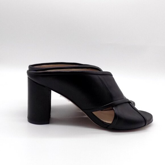 Stuart Weitzman | Shoes | Stuart Weitzman Sam 75 Slide Heel Sandals Soft Black Leather Crossover ...